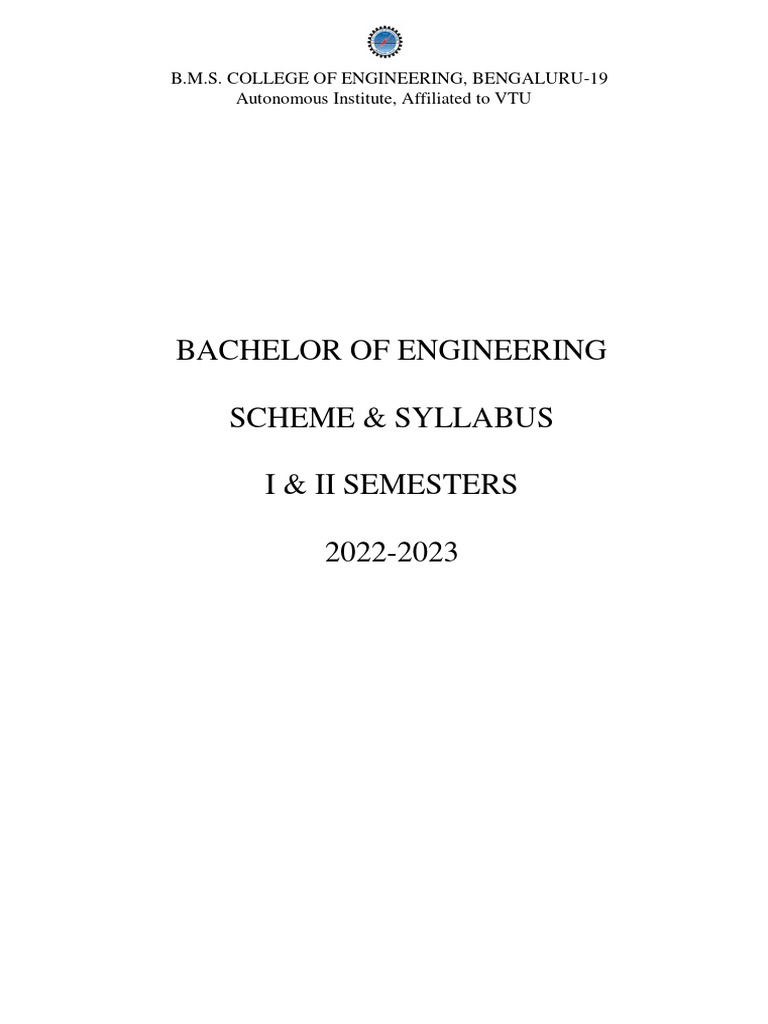 First Year B.E Syllabus Book 2022-2023. (VTU) | Download Free PDF ...