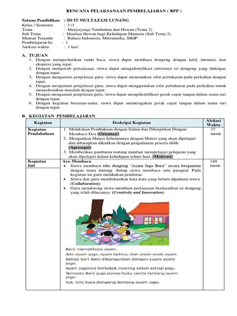 RPP Kelas 3 Tema 2 Subtema 2 | PDF