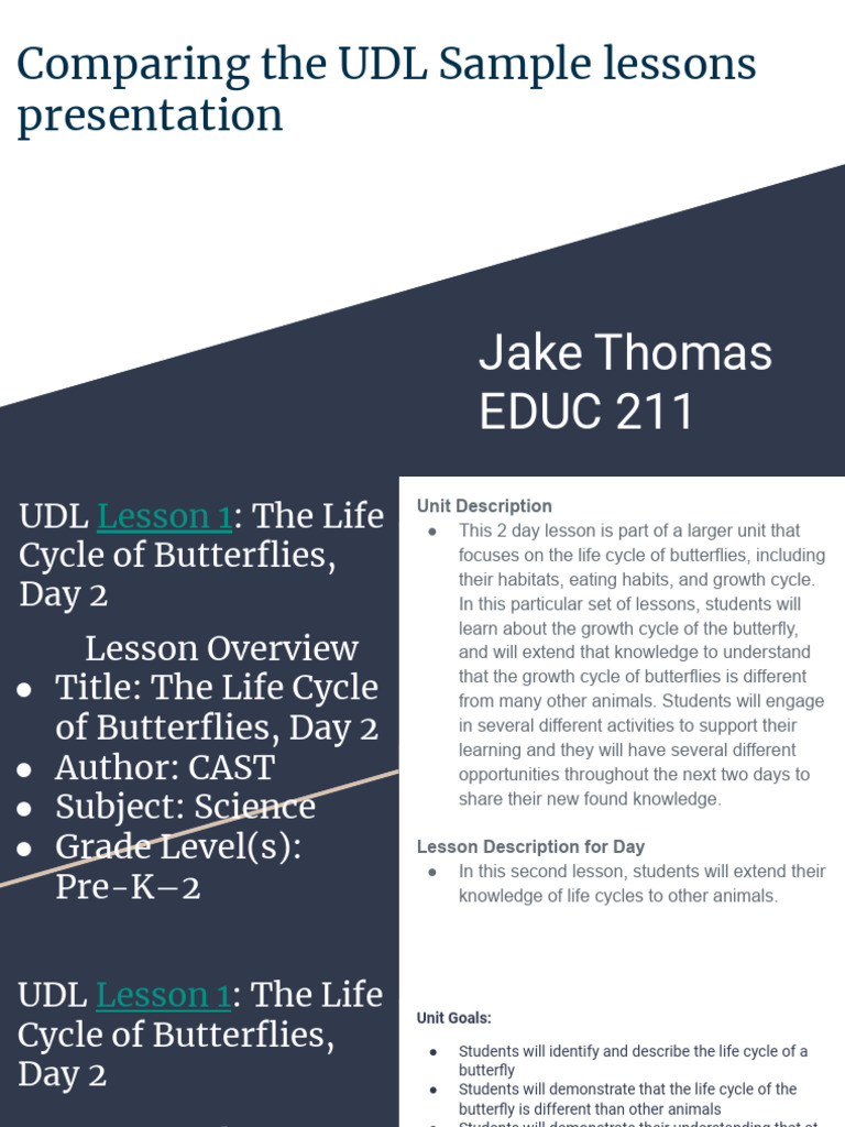 Educ 211 m03 Assignment Comparing The Udl Sample Lessons Presentation ...