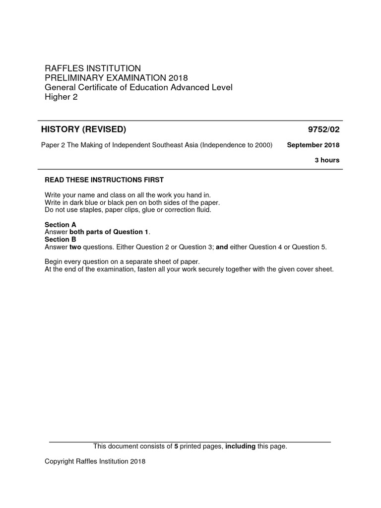 RI_H2_HIST_P2_Questions | PDF | South China Sea | Diplomacy