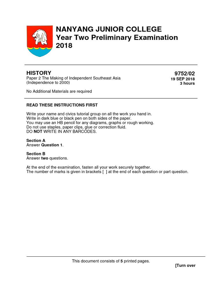 Nyjc H2 Hist 9752 P2 | PDF | Myanmar | Government