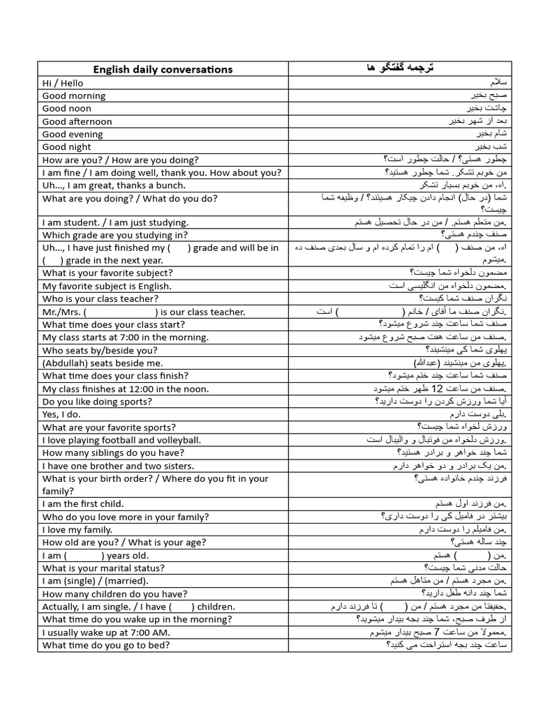 English Daily Conversations Guide | PDF