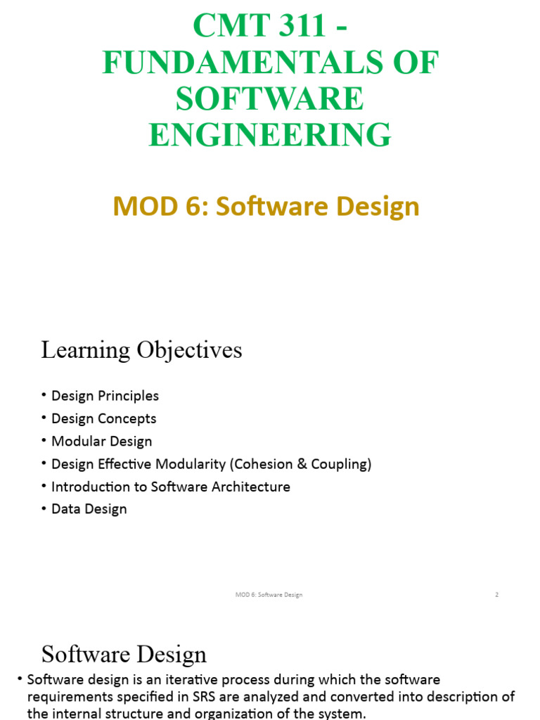 MOD 6 - Software Design | PDF | Component Based Software Engineering | Client–Server Model