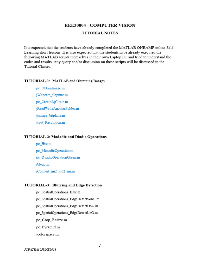 Computer Vision Tutorial Guide | PDF | Algorithms | Artificial Intelligence