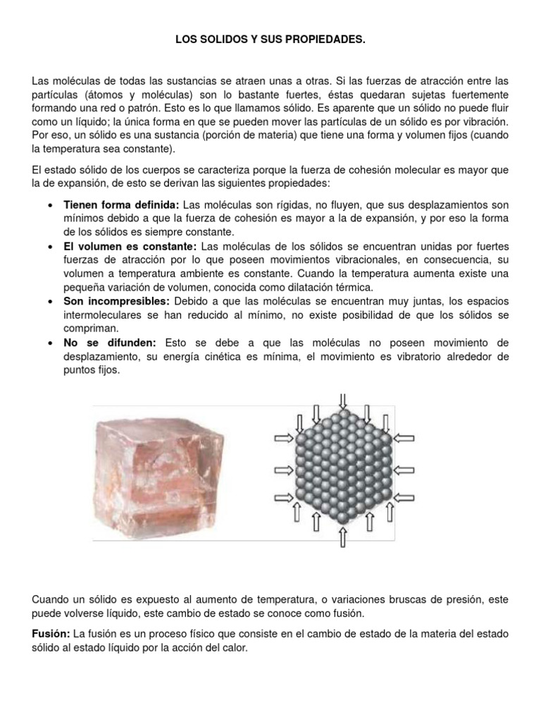 Los Solidos y Sus Propiedades | PDF | Cristal | Moléculas
