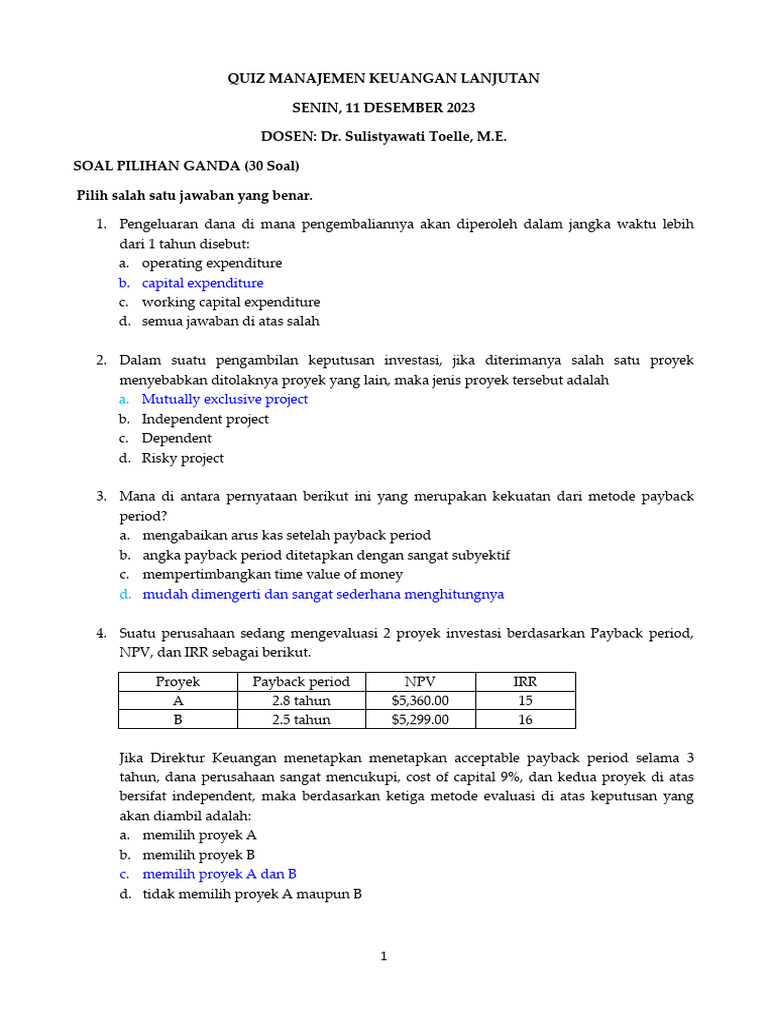 2023 - Jawaban - Quiz MKL Jelang Uas | PDF