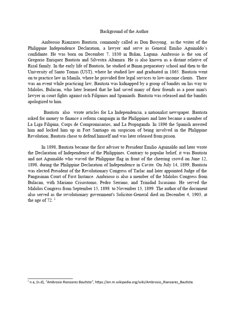 Ambrosio Rianzares Bautista Was Also Known As | PDF | History