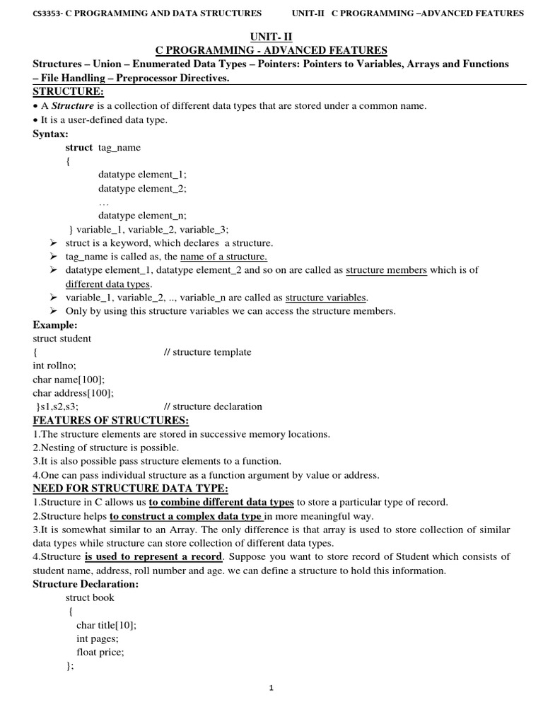 CS3353 Unit 2 | Download Free PDF | Pointer (Computer Programming) | Computer Science
