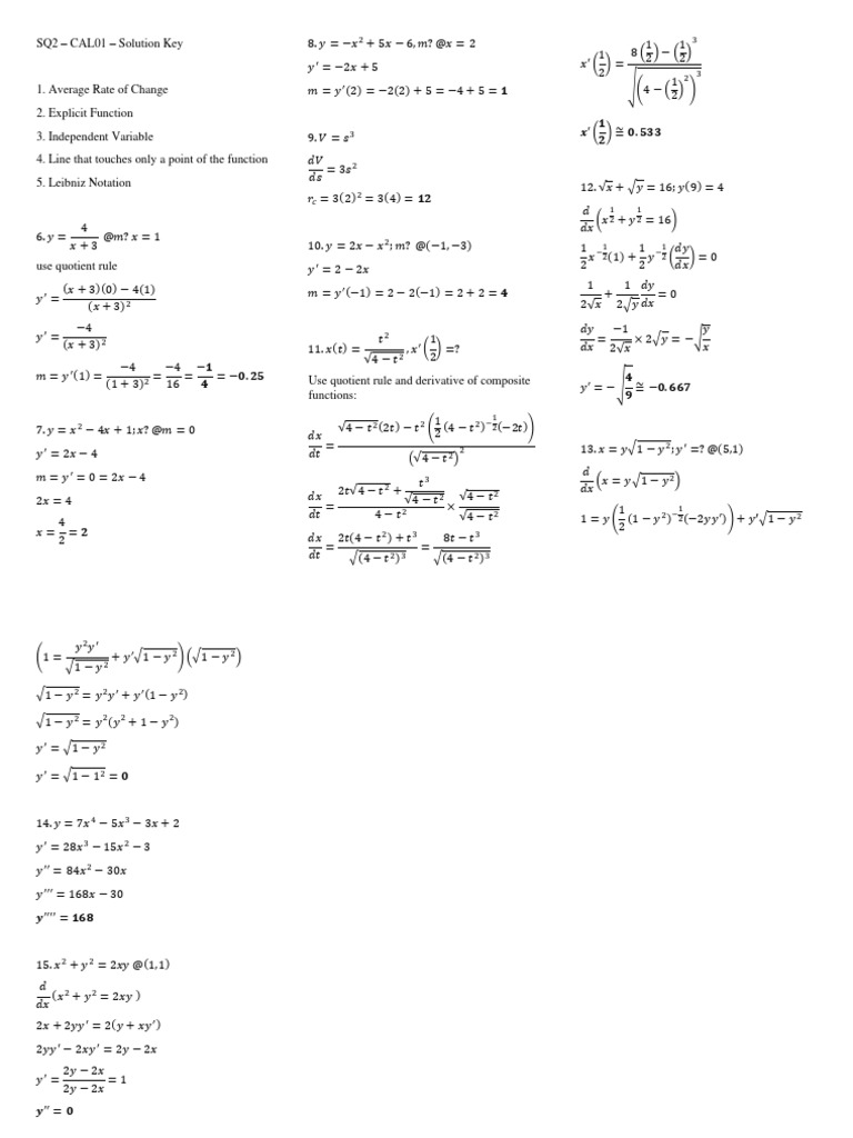 SQ2 | PDF | Derivative | Mathematical Objects