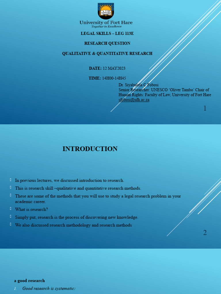 Research Question Qualitative & Quantitative Research | PDF ...