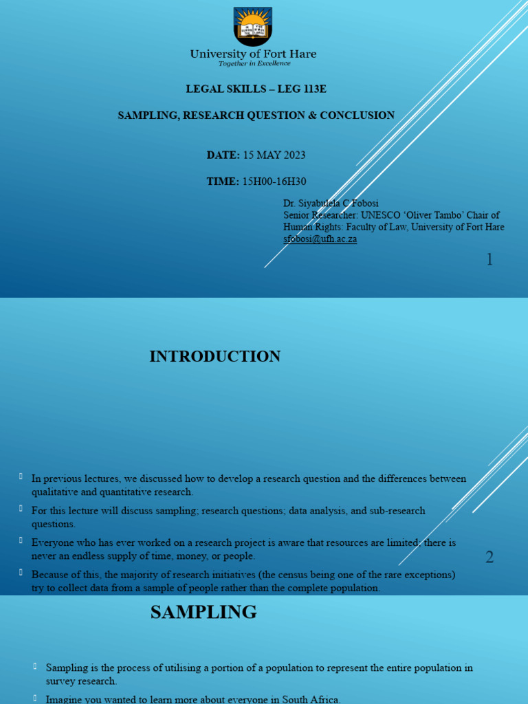 Sampling and Research Questions Guide | PDF | Argument | Data Analysis