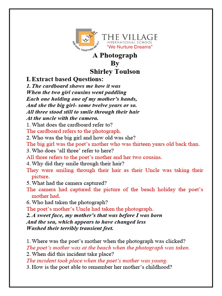 Poem-1 The Photograph | PDF | Laughter | Poetry