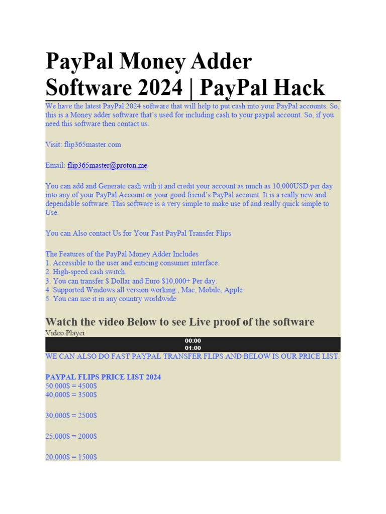 PayPal Money Adder Software 2024 & Transfers | PDF