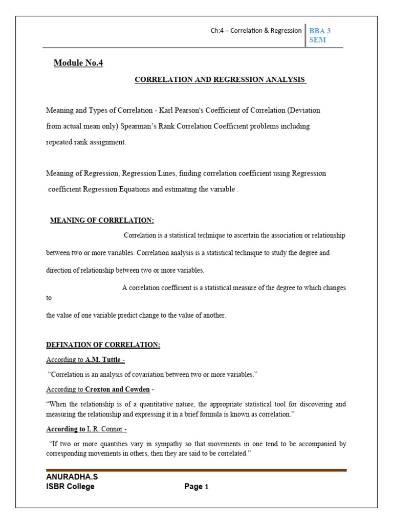 Correlation & Regression | PDF | Regression Analysis | Linear Regression Correlation & Regression | PDF | Regression Analysis | Linear Regression