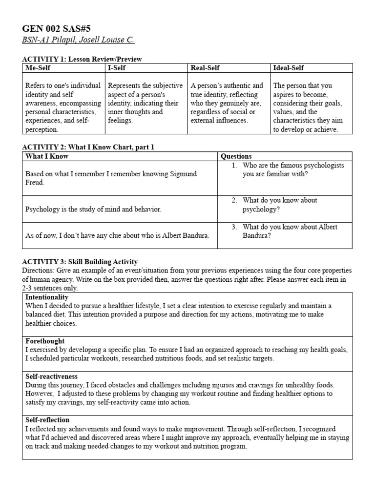 Gen 002 Sas#5 | PDF | Psychology | Goal
