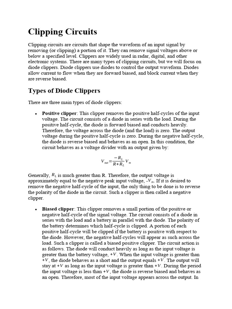 Clipping Circuits | PDF | Diode | P–N Junction