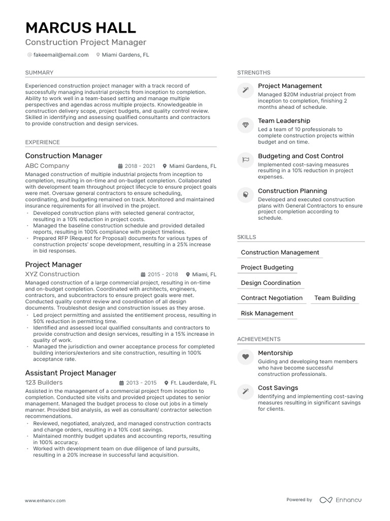 Marcus Hall Resume | PDF | Project Management | General Contractor