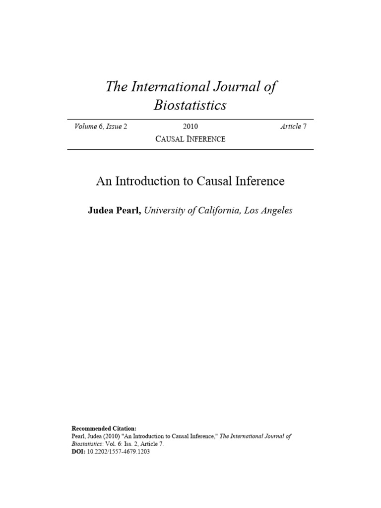 The International Journal of Biostatistics: An Introduction To Causal Inference | PDF ...