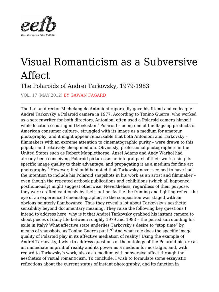 The Polaroids of Andrei Tarkovsky, 1979-1983 | PDF | Landscape ...