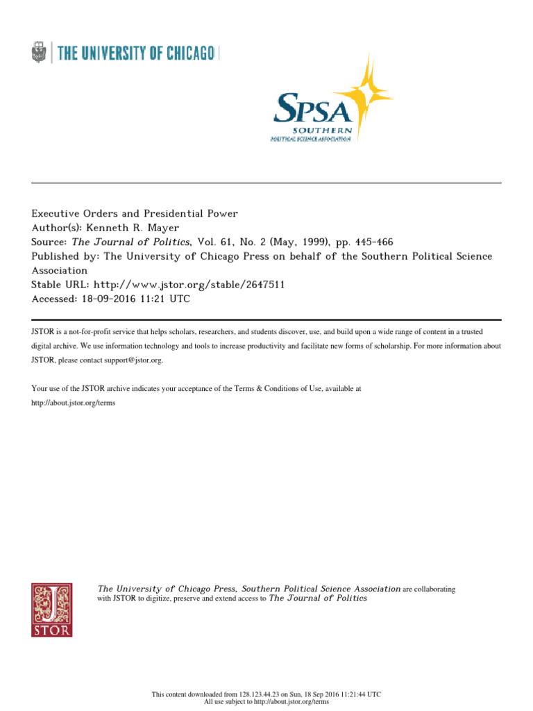 Executive Orders and Presidential Powers | PDF | Executive Order | Veto