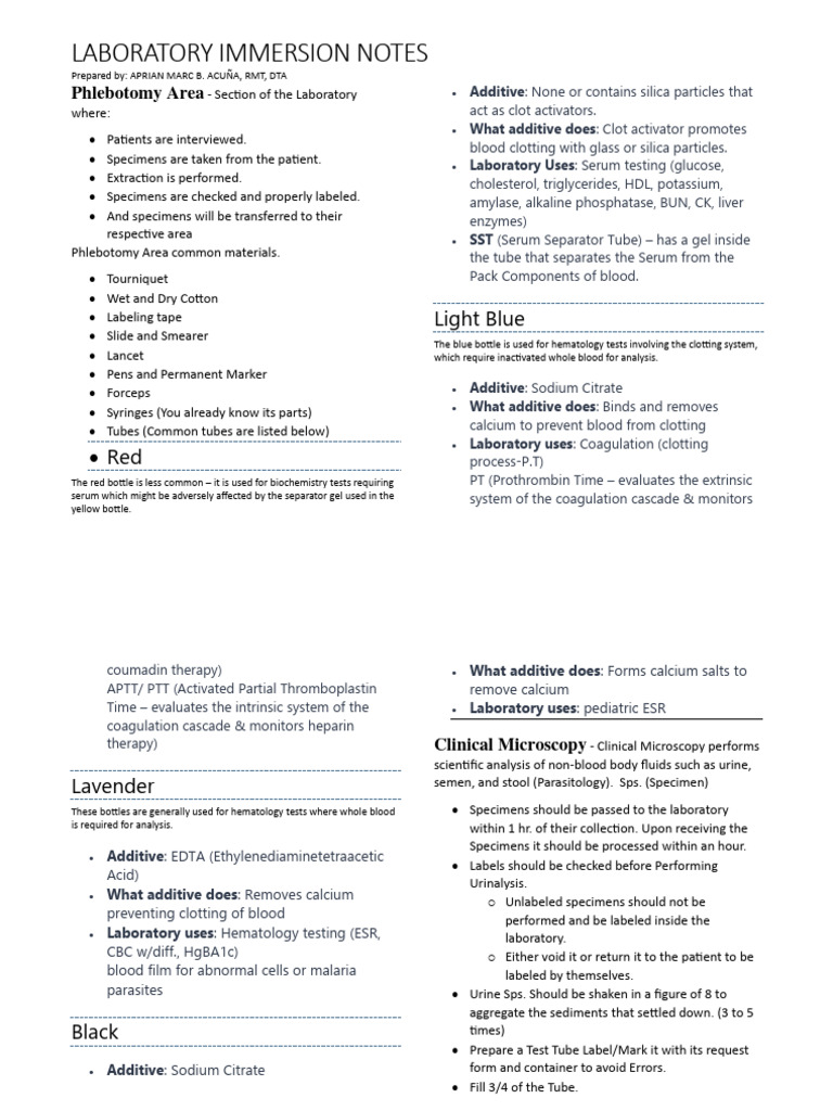 Laboratory Immersion Basics | PDF | Medicine | Clinical Medicine