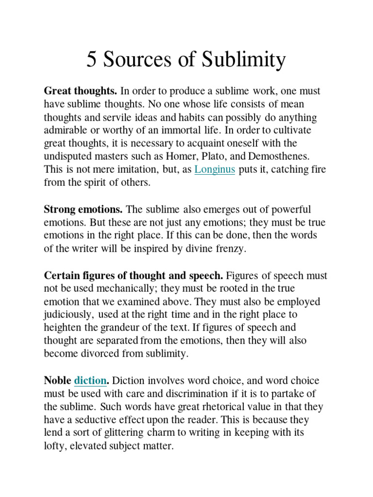 5 Sources of Sublimity | PDF | Self-Improvement