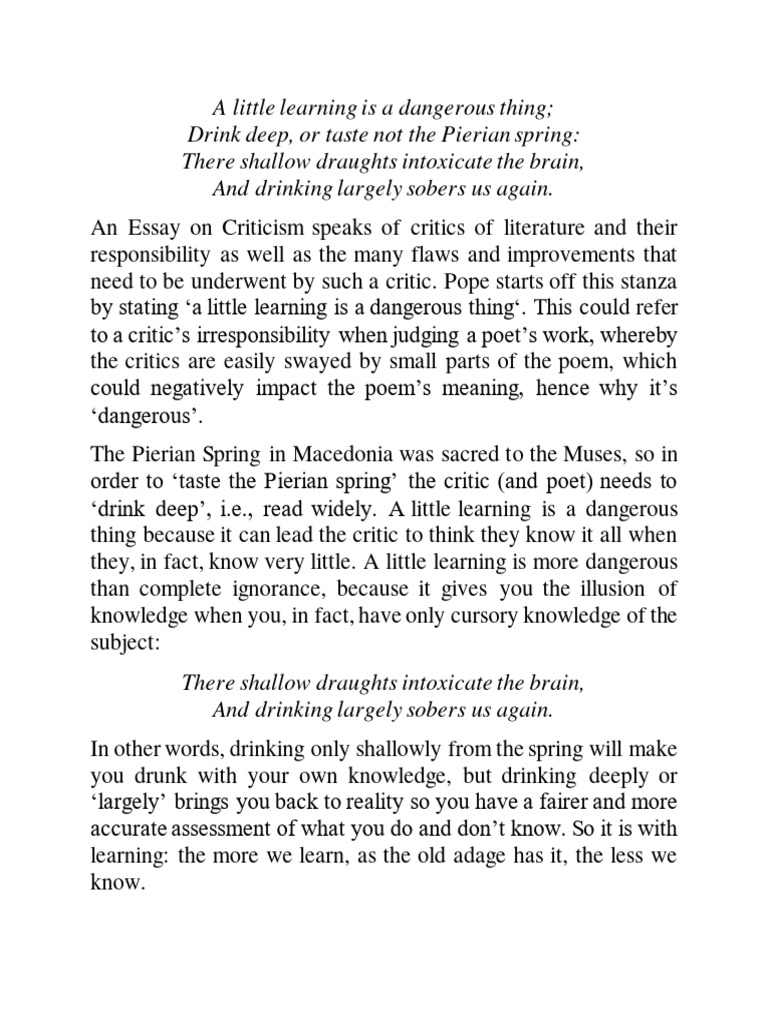 Understanding "A Little Learning" | PDF