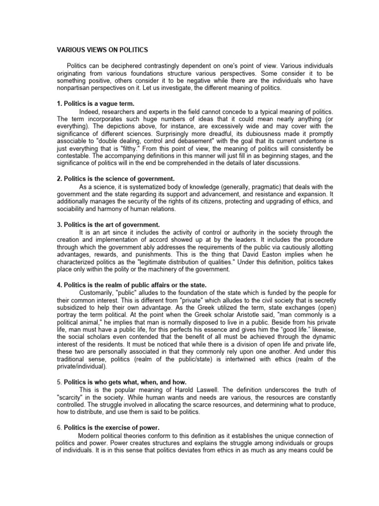 Understanding Political Perspectives | PDF | Science | State (Polity)