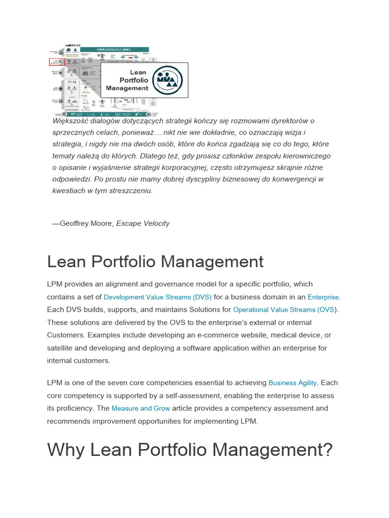 Lean Portfolio Management EN | PDF | Agile Software Development | Performance Indicator
