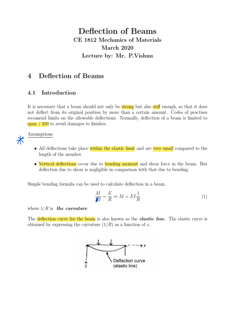 04 Defelection of Beams | PDF | Bending | Curvature