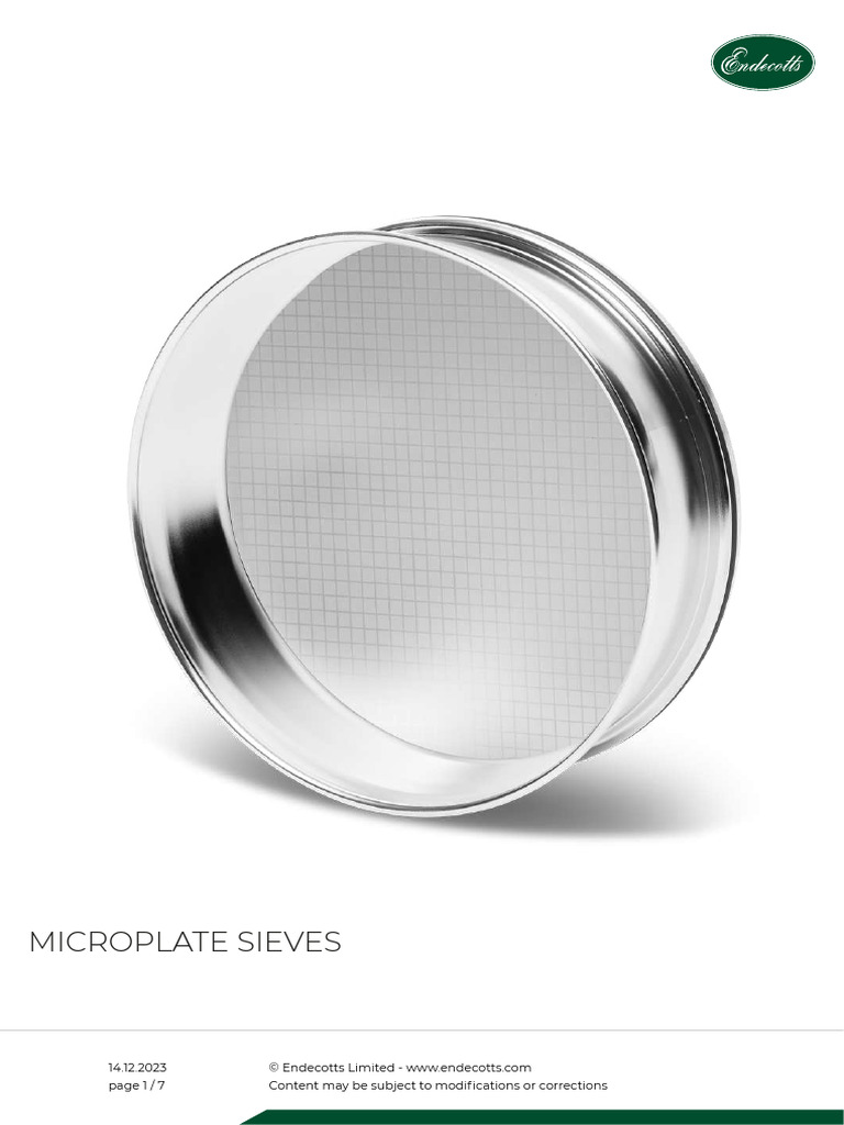 Endecotts Microplate Sieves Overview | PDF | Nickel | Stainless Steel