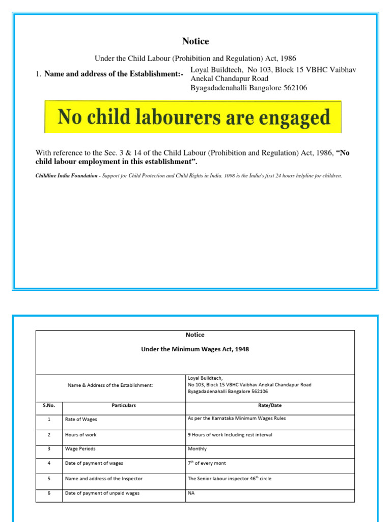 Labour Law Compliance Notices | PDF | Wage | Employment