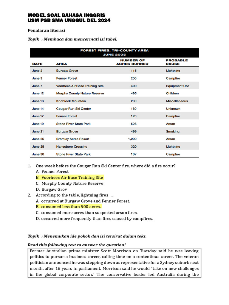 Model Soal Bahasa Inggris | PDF