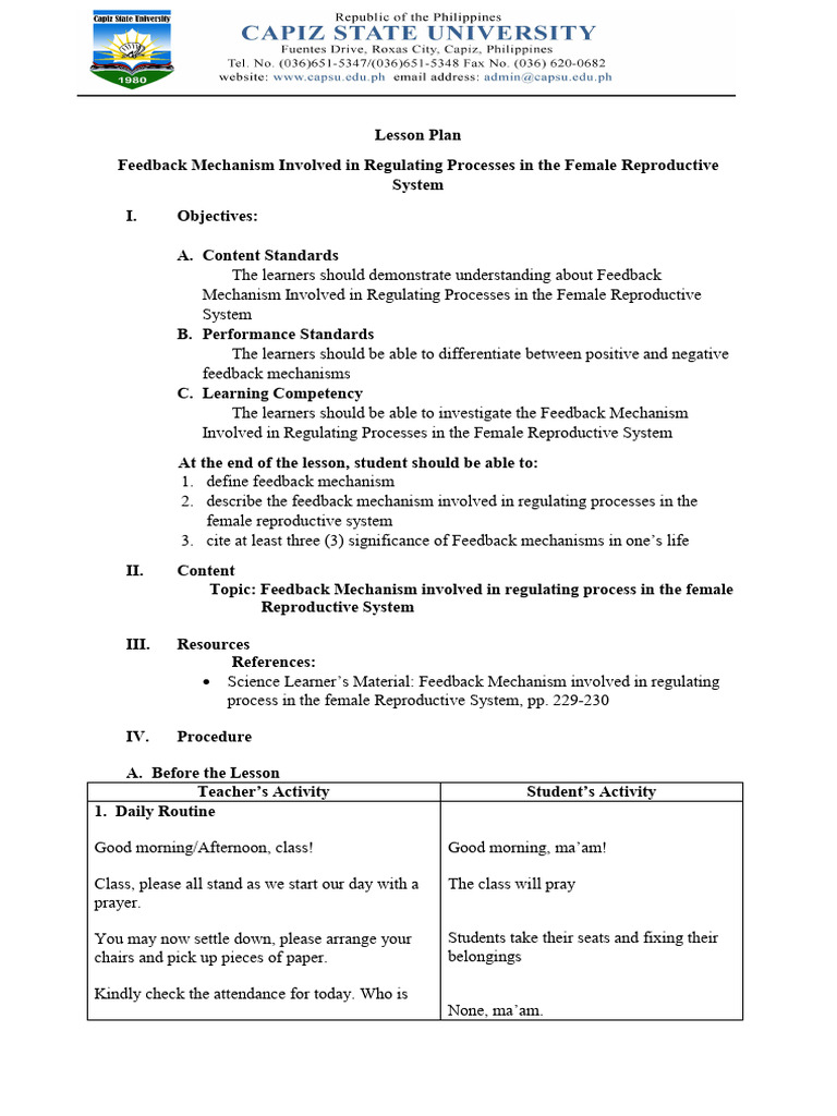 Science - Lesson Plan | PDF | Menstrual Cycle | Uterus
