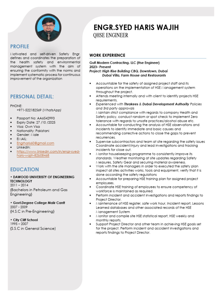 CV Haris | PDF | Occupational Safety And Health | Safety