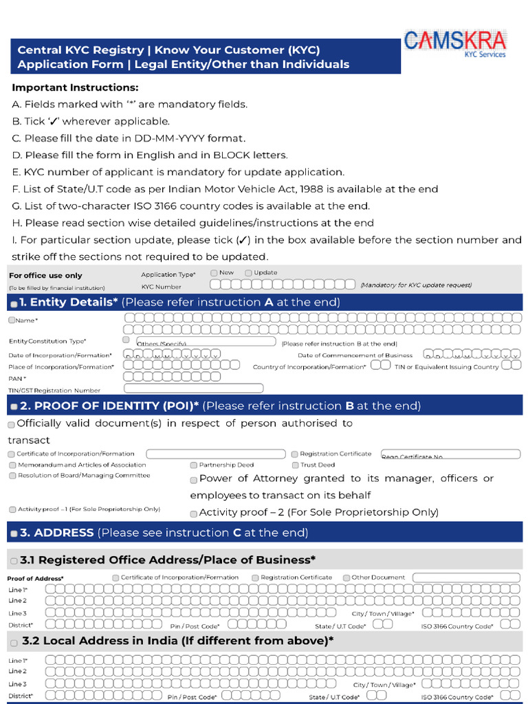 Paper Based KYC For Non-Individuals | PDF