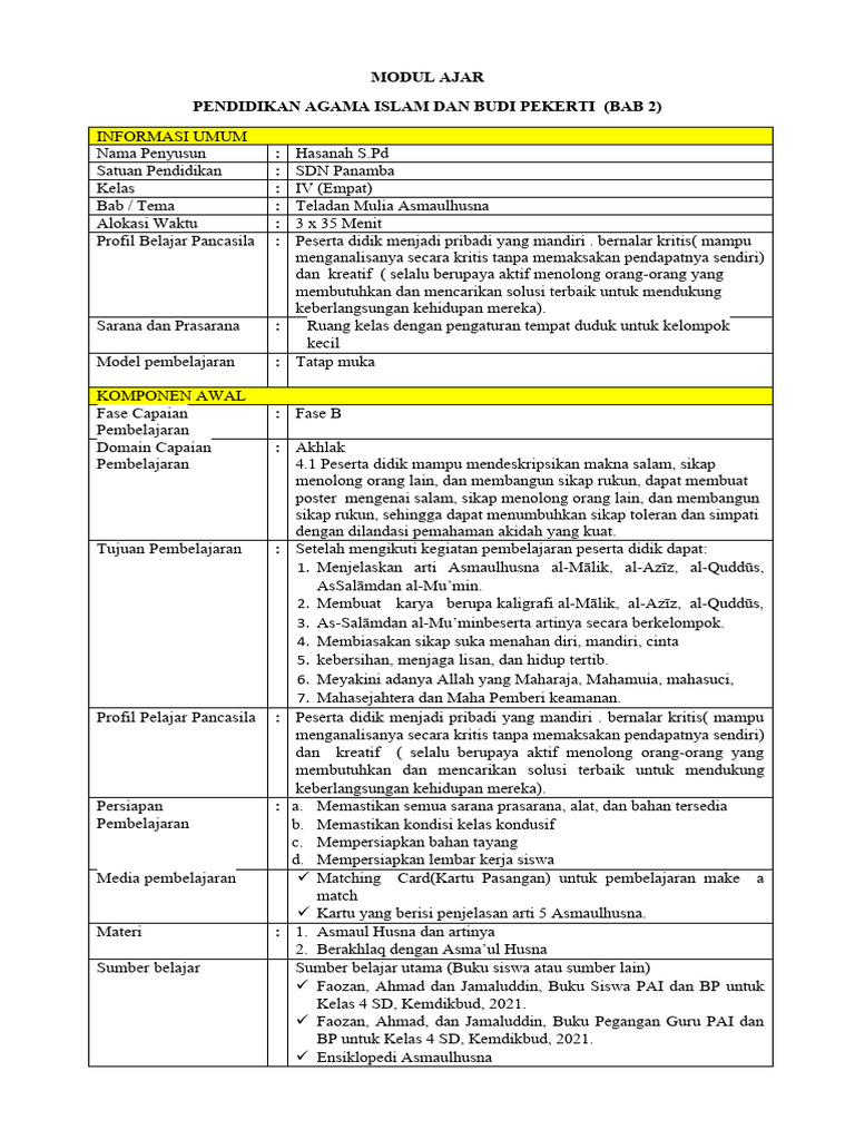 Modul Ajar PAI Bab 2 | PDF