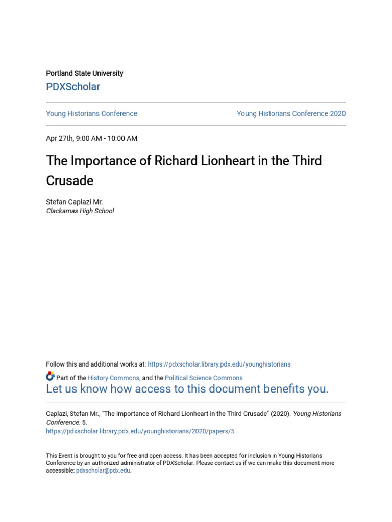 The Importance of Richard Lionheart in The Third Crusade | Download ...