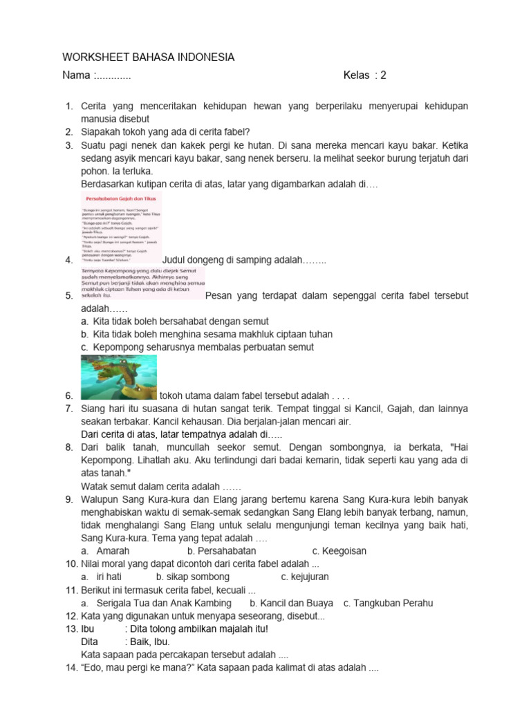 Bhs Ind 2 Fabel Dan Kata Sapaan | PDF | Fiksi Umum