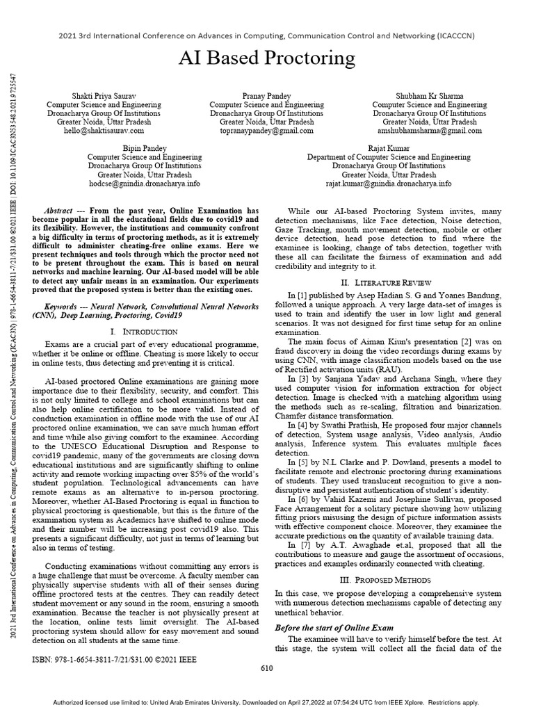 AI Based Proctoring | PDF | Deep Learning | Artificial Intelligence