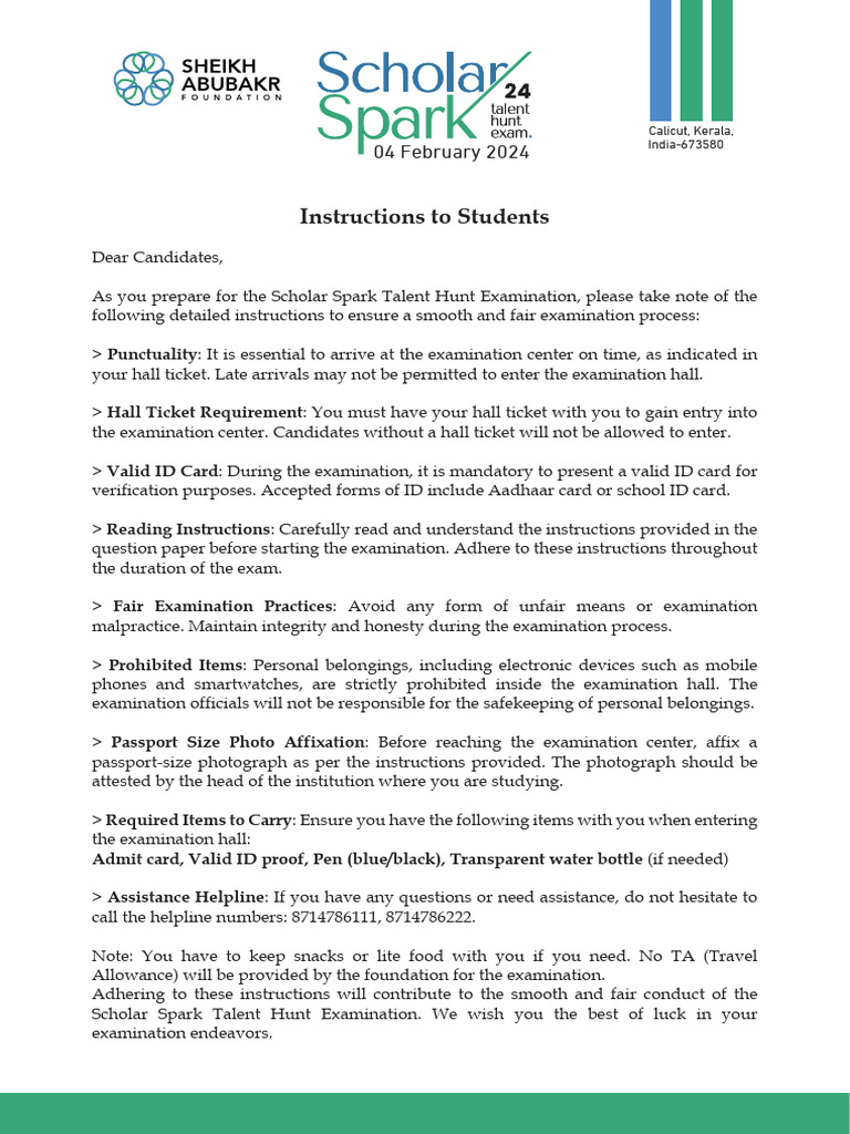 Scholar_Spark_Instructions_to_Students | PDF | Identity Document ...
