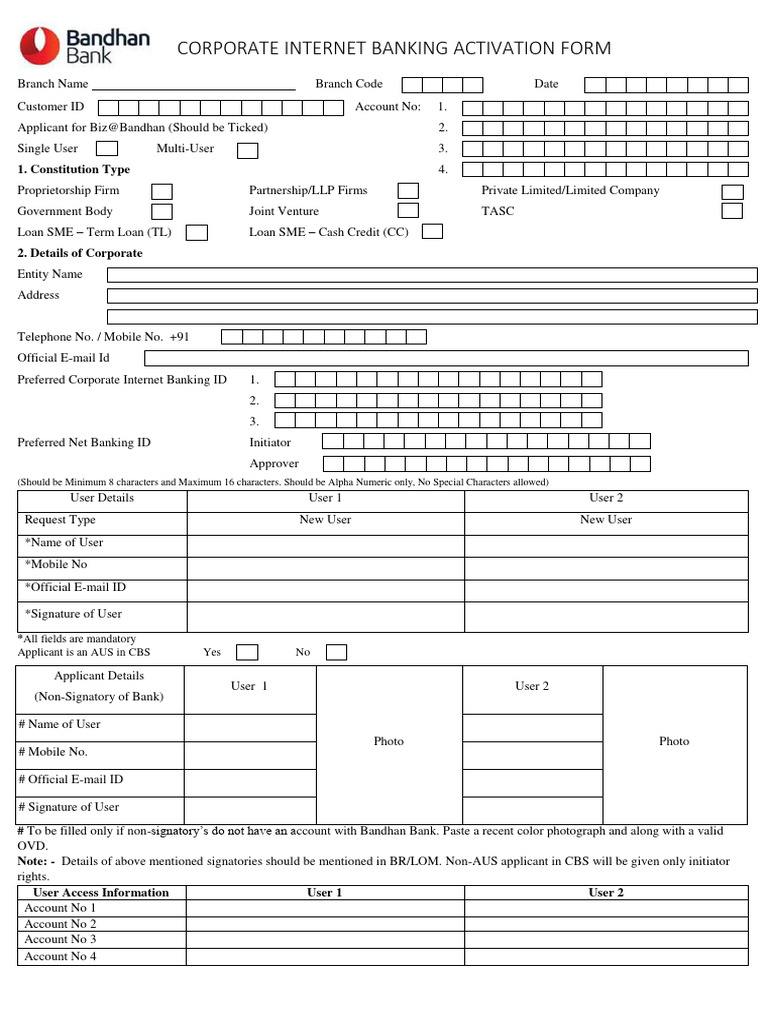 Corporate Internet Banking Form Final - 0 | PDF | Banks | Online Banking