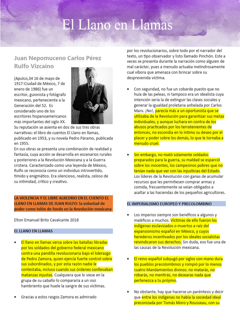 Analisis Del Cuento El Llano en Llamas de Juan Rulfo | PDF