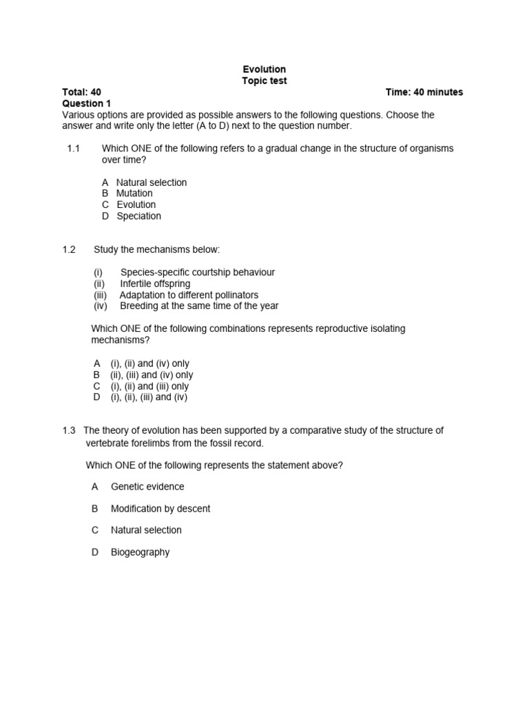 Evolution Topic Test Pdf Evolution Escherichia Coli