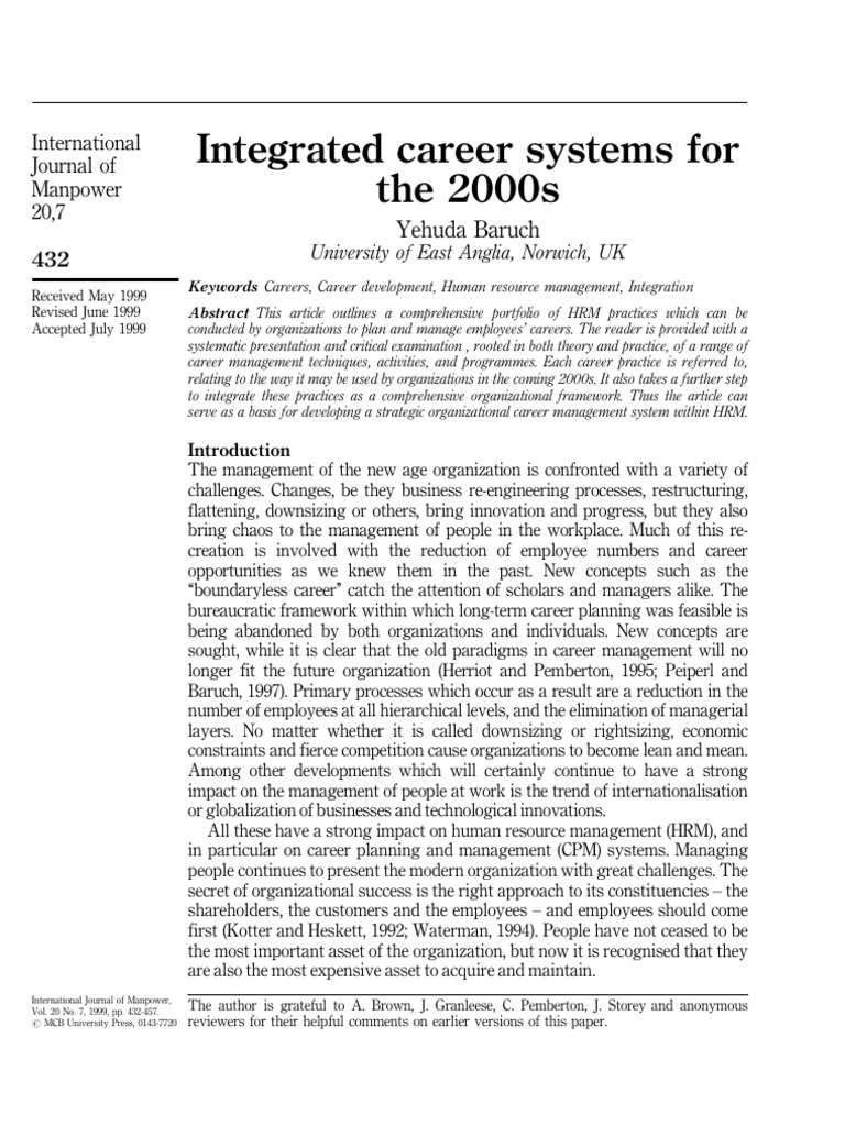 Integrated Career Systems 2000 | PDF | Human Resource Management ...