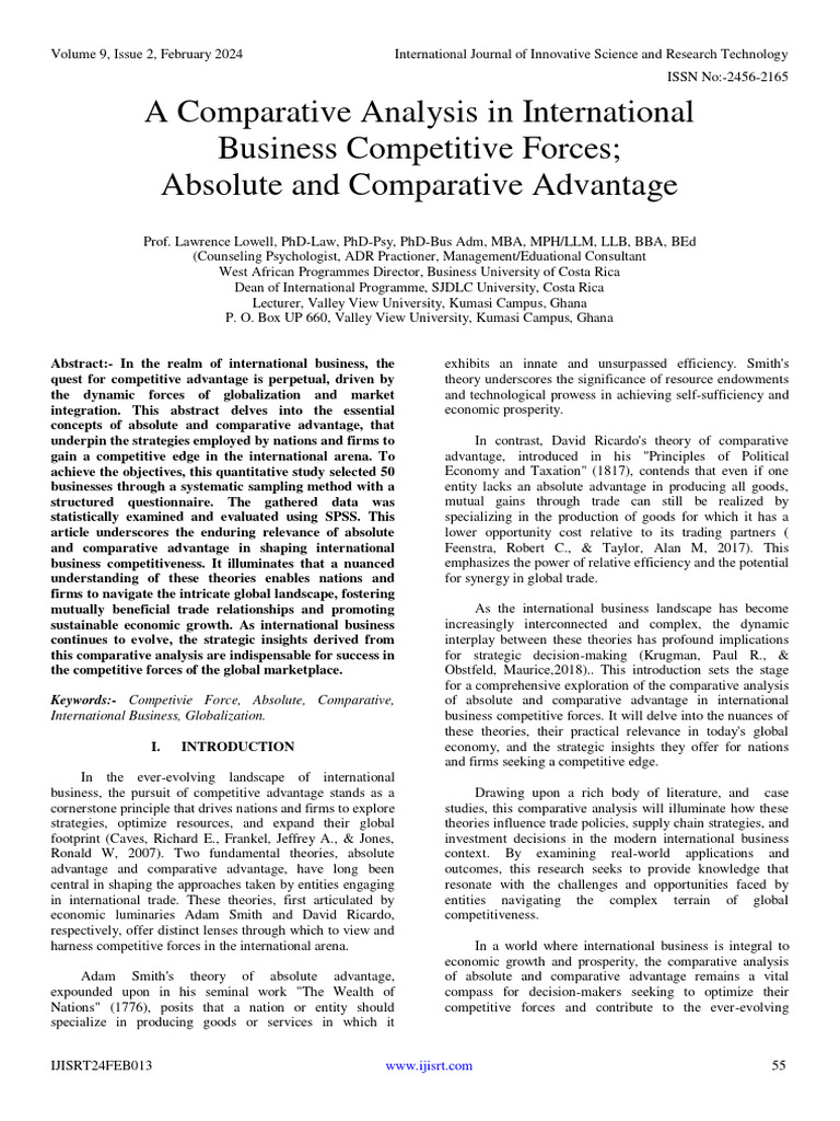 A Comparative Analysis in International Business Competitive Forces ...