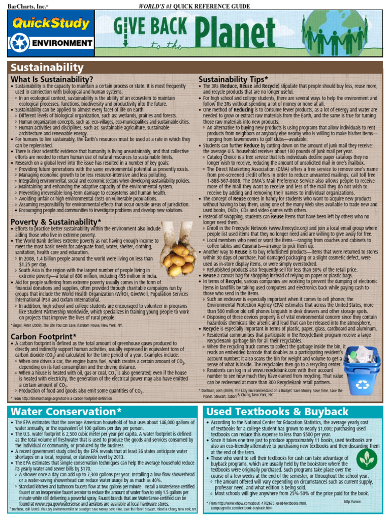 Bar Chart Give Back Planet Quickstudy | PDF | Sustainability | Carbon ...