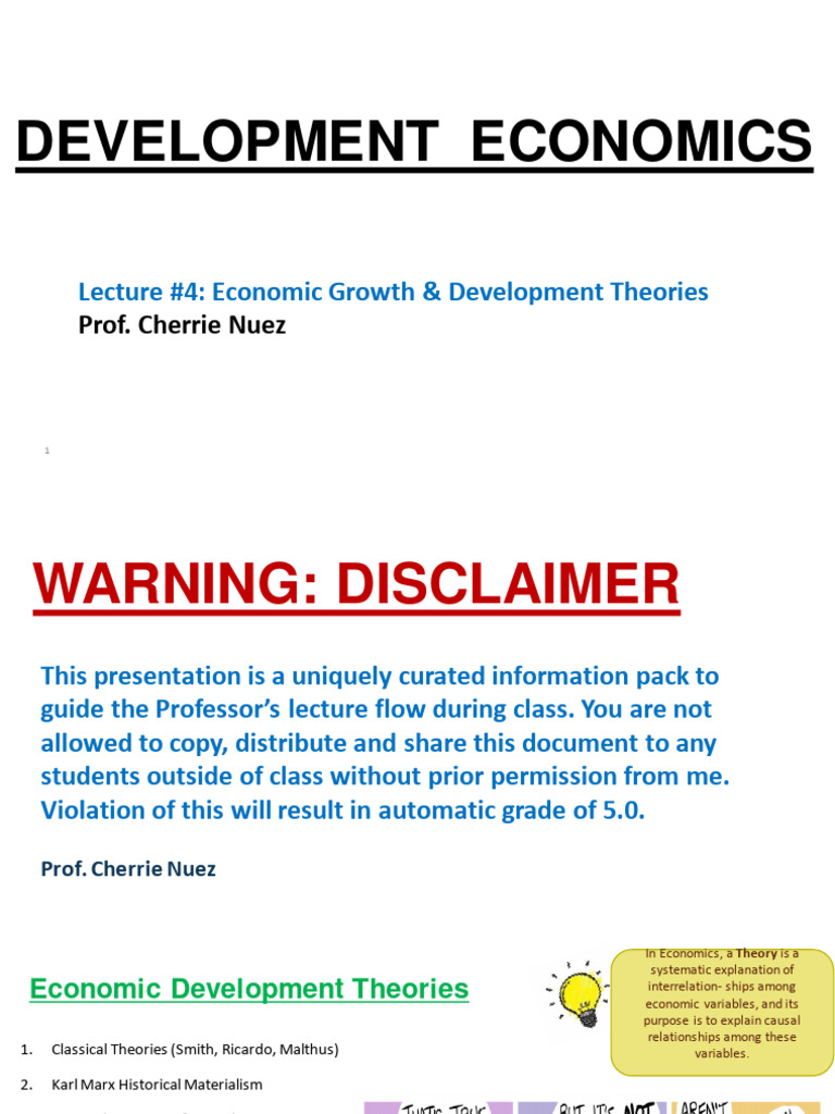 Lectures 4 - Dev Econ - Eco Growth and Dev Theories | PDF