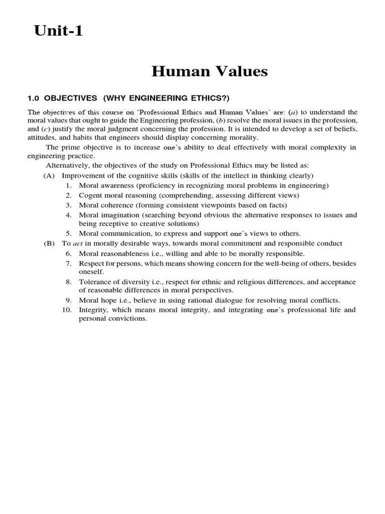 Unit 1 HVPE | PDF | Morality | Virtue