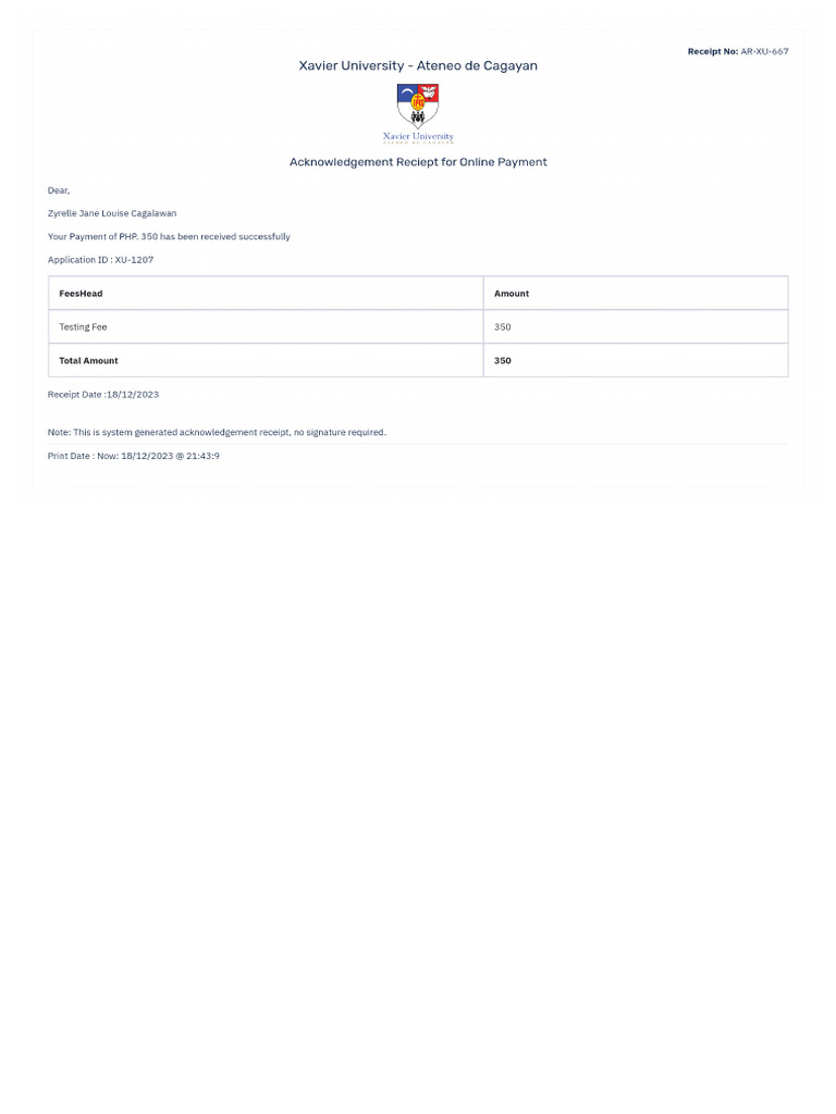 Payment Receipt | PDF